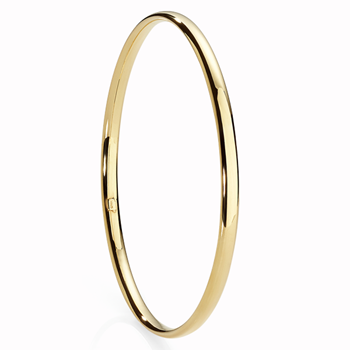 9ct Yellow Gold Bonded Silver 4mm Half-Round Tube Bangle – 65mm Diamet ...