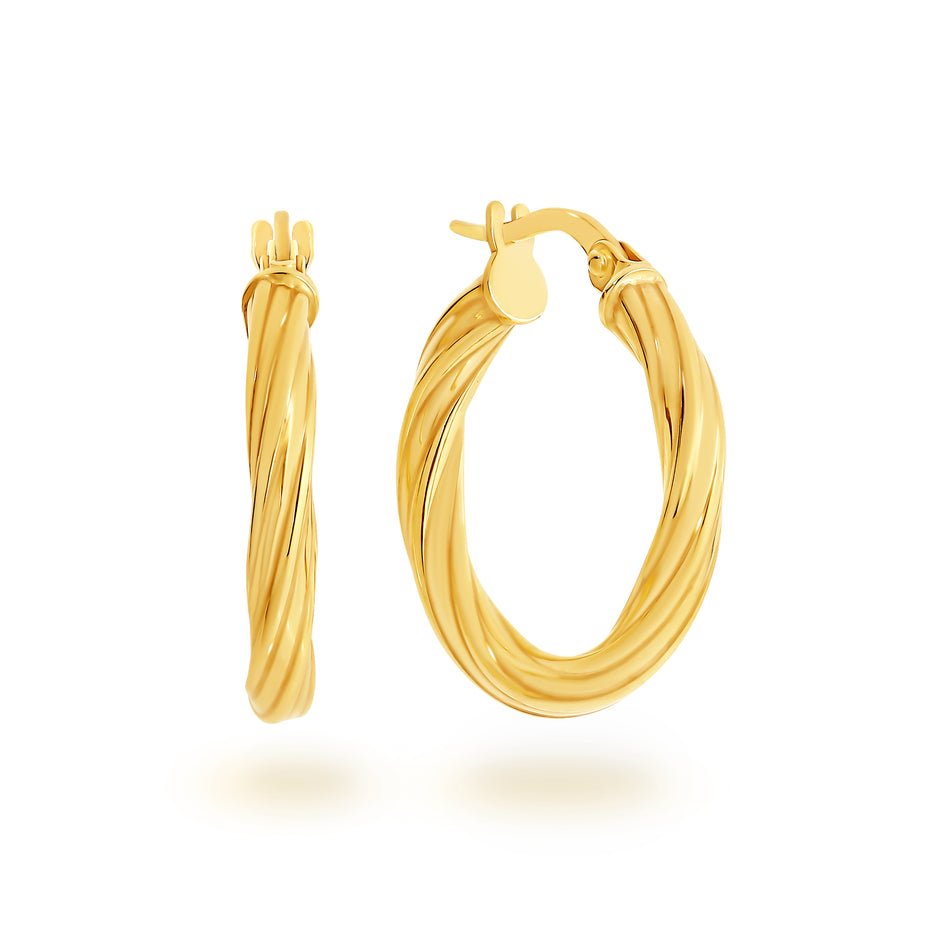 9ct Yellow Gold 15mm Twist Hoops – The Dream Collection